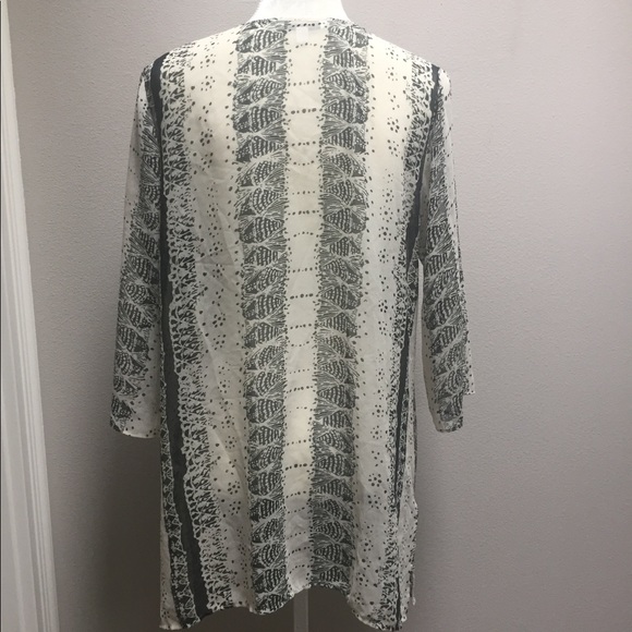 CAbi | Tops | Cabi Tunic Top Sz M 867 Sheer Beatnik Black Ivory | Poshmark